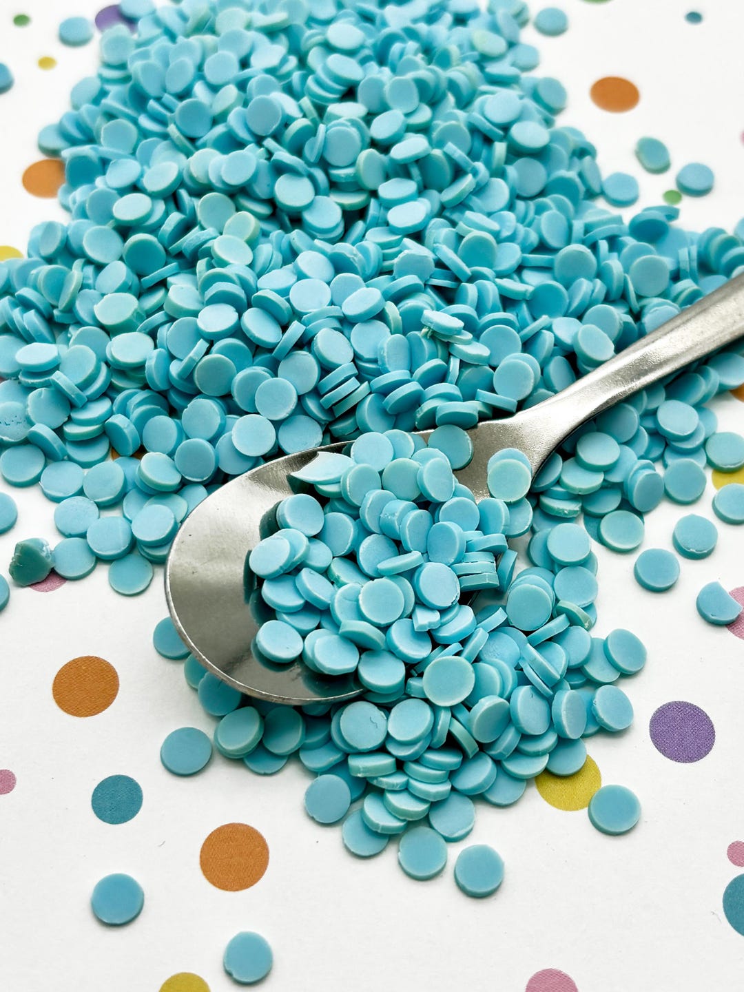 Light Blue 5mm Chip Polymer Clay Round Confetti Circles, Fake Bake ...