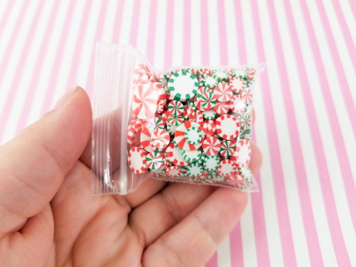 Christmas Candy Mint Sprinkle Mix With 3 Polymer Candy Canes - Etsy