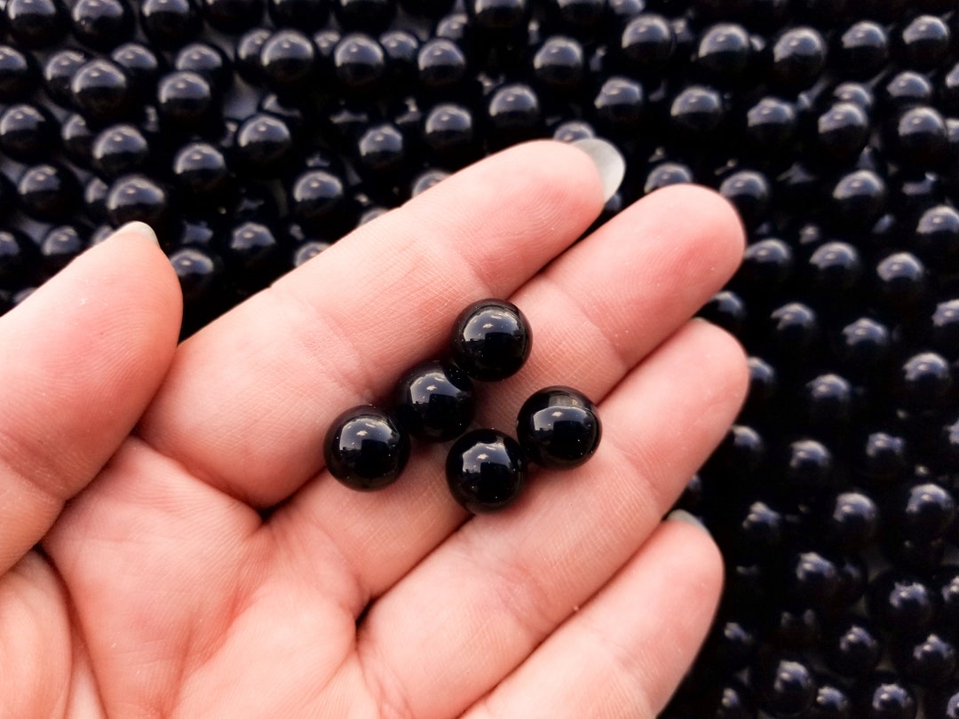 BOBA CAVIAR PEARLS, 10mm Resin Black Pearls, Faux Nonpareil Acrylic ...