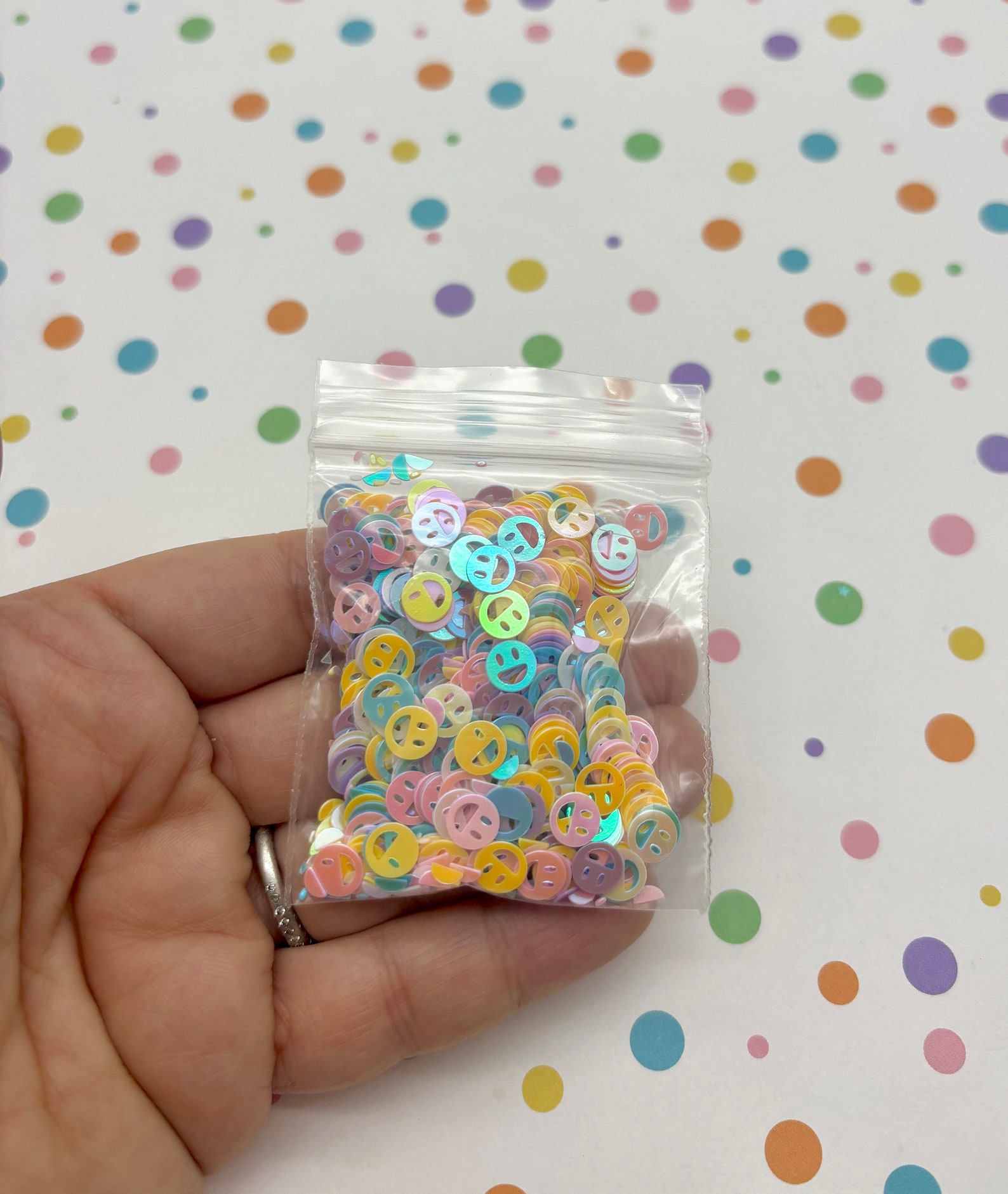 Colorful Pastel Rainbow Iridescent Shift 6mm Smile Face Glitter, Smiley ...