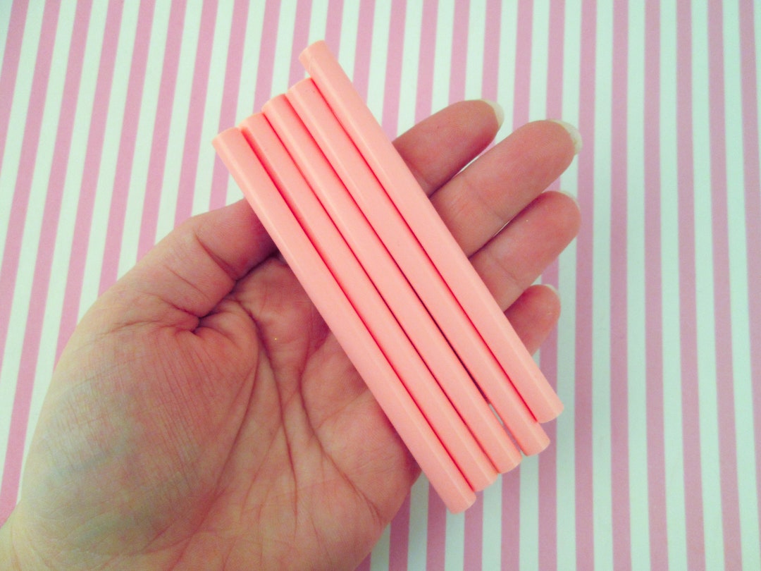 10 Pastel Pale Peachy Pink Glue Sticks for Drippy Strawberry Deco Sauce ...