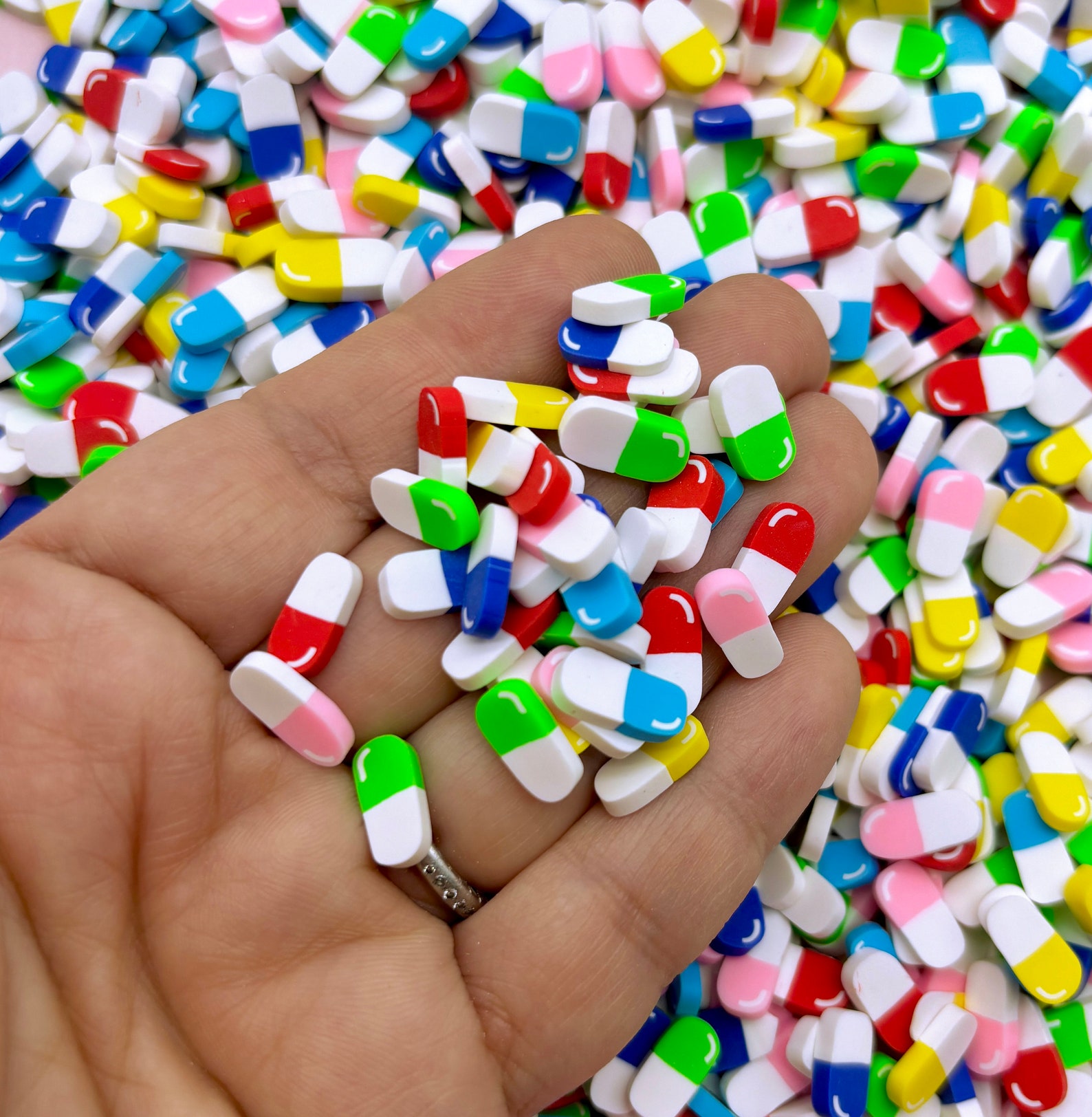 Bigger Rainbow Pill Polymer Clay NON EDIBLE Clay Sprinkles, Nail Art ...