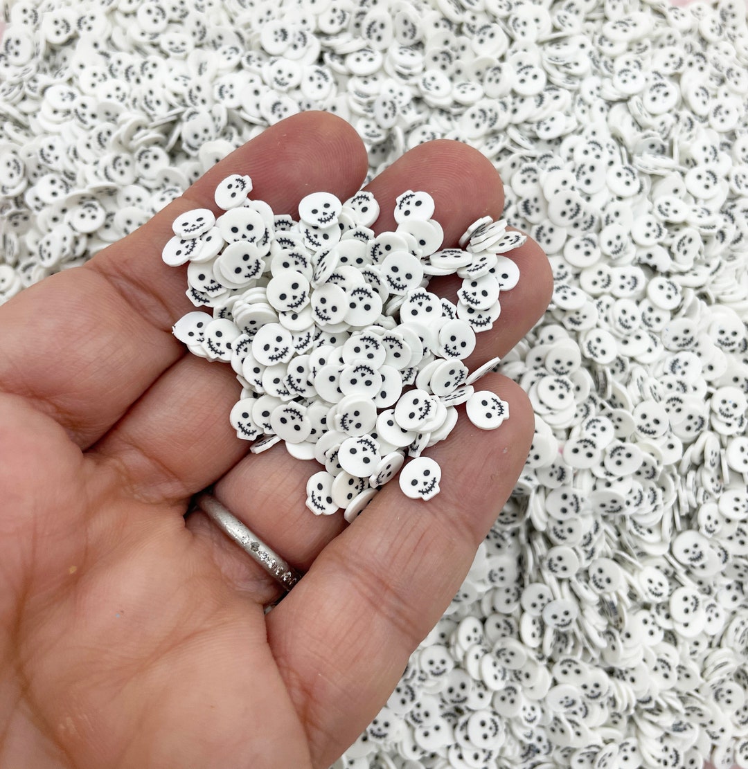 White Skull Halloween Polymer Sprinkles, Spooky Faux Sprinkles, Polymer ...