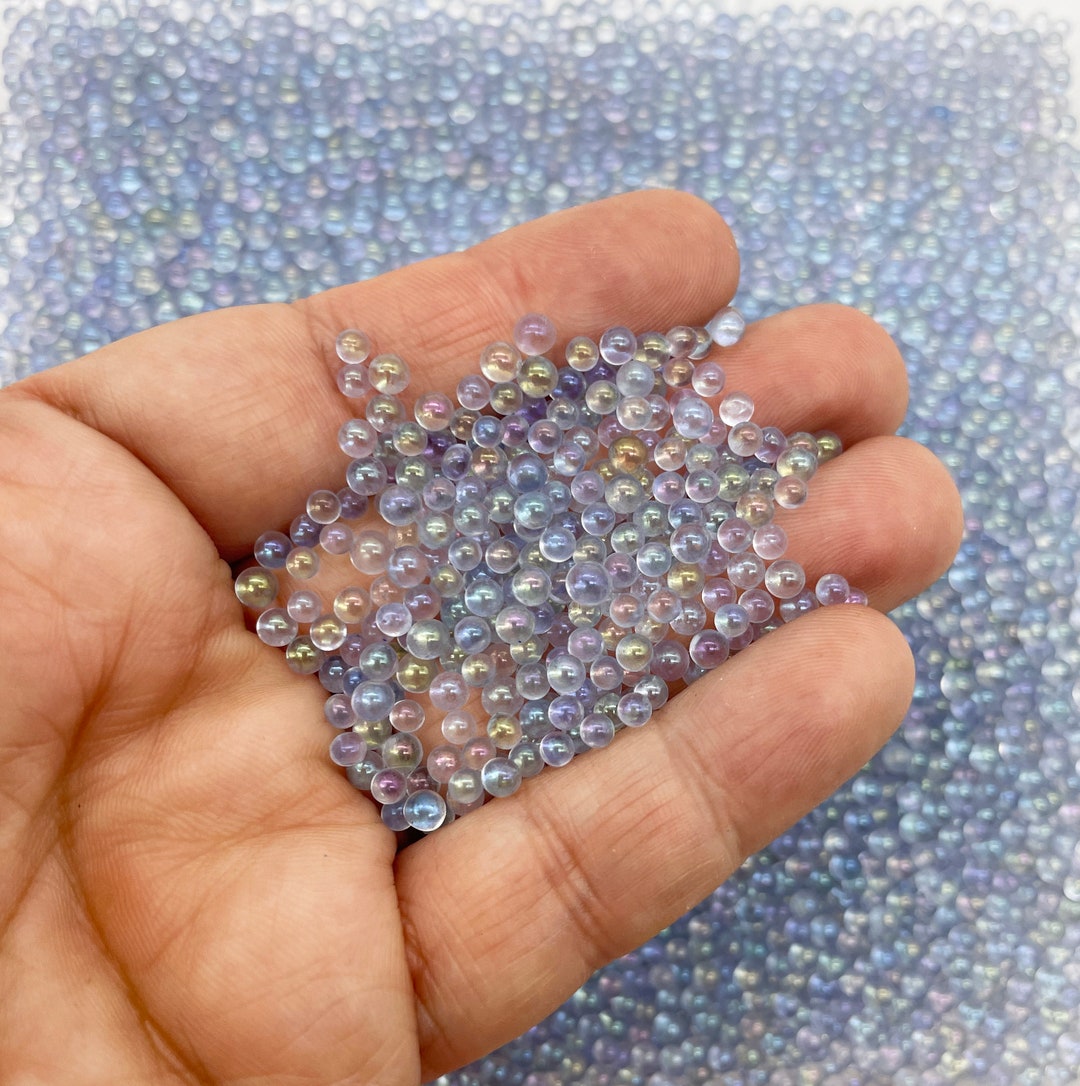 Non Edible Pale Blue Round Glass Assorted ROUND Microbeads, 3- 3.5mm No ...