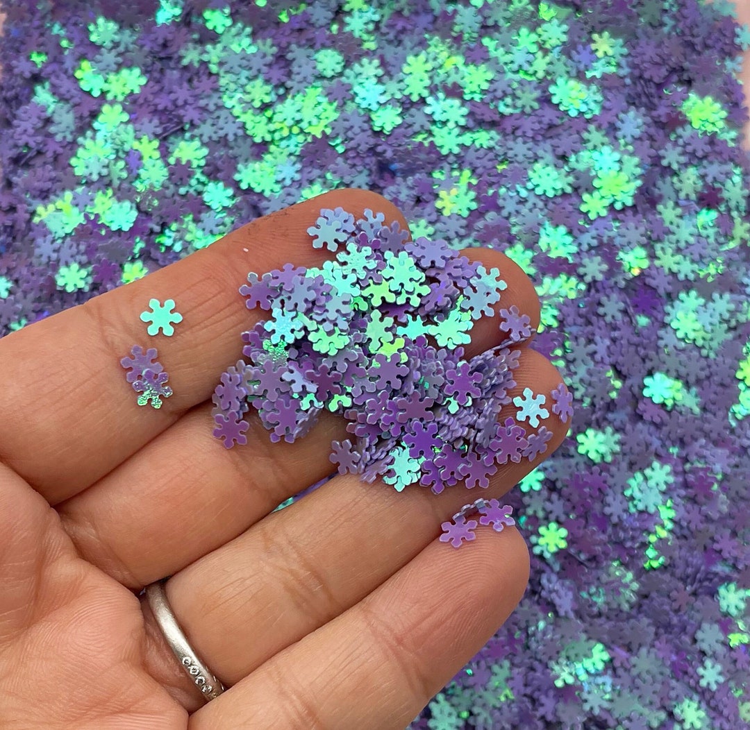 Iridescent Periwinkle Blue Purple 4mm Snowflake Xmas Christmas Glitter ...