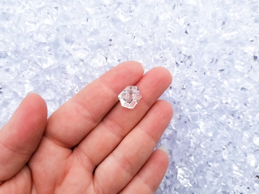 25 Small Clear Plastic Gemstone Chunks, Resin Gem Stones, Faux Acrylic ...