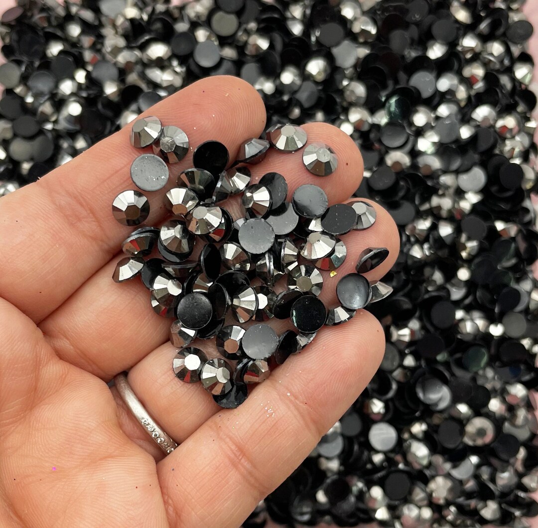 6mm AB Jelly Flat Backed Resin Round Rhinestones, Gunmetal Flatbacked ...