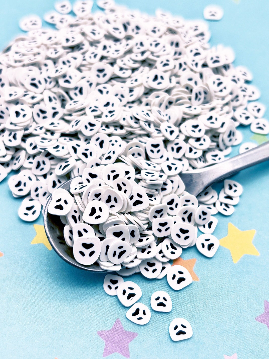 White Spooky Skeleton Skull Halloween Polymer Clay Faux Sprinkles, Fake ...