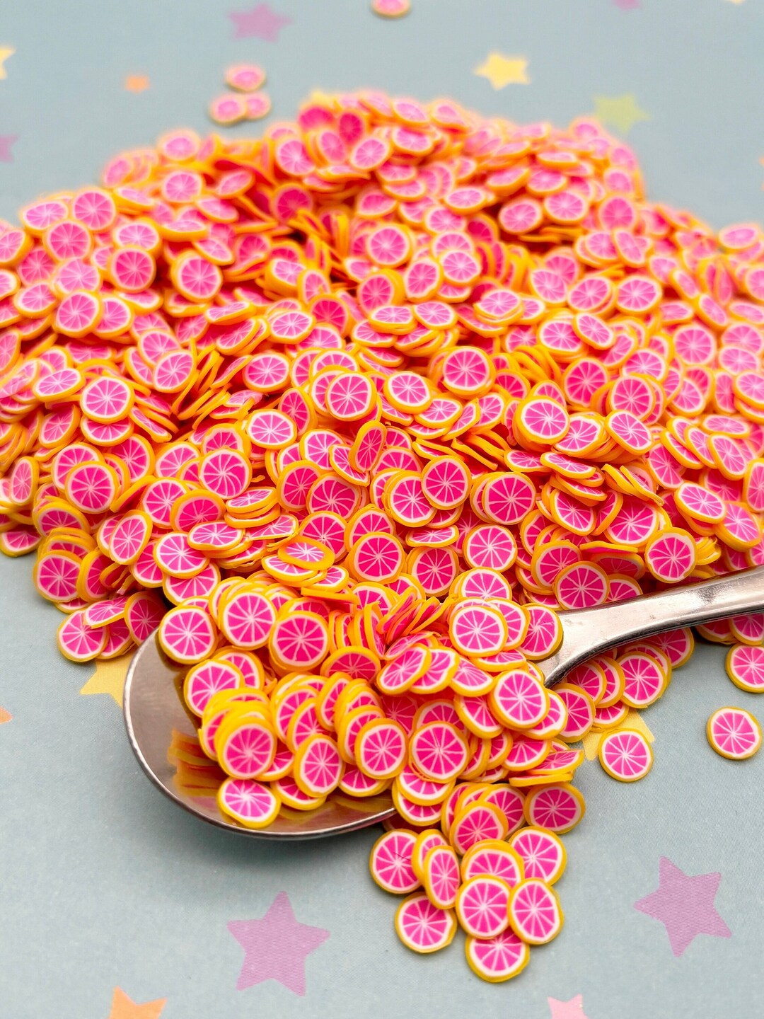Polymer Clay Pink Grapefruit Fruit Slices, Nail Art Slices, Faux Fruit ...