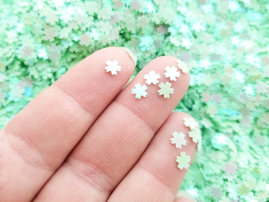 6mm Iridescent Pastel Mint Green Shift Flower Glitter, Sakura Cherry ...