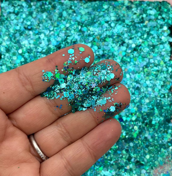 Aqua Blue Green Pixie Dust Assorted Shape Solvent Resistant | Etsy