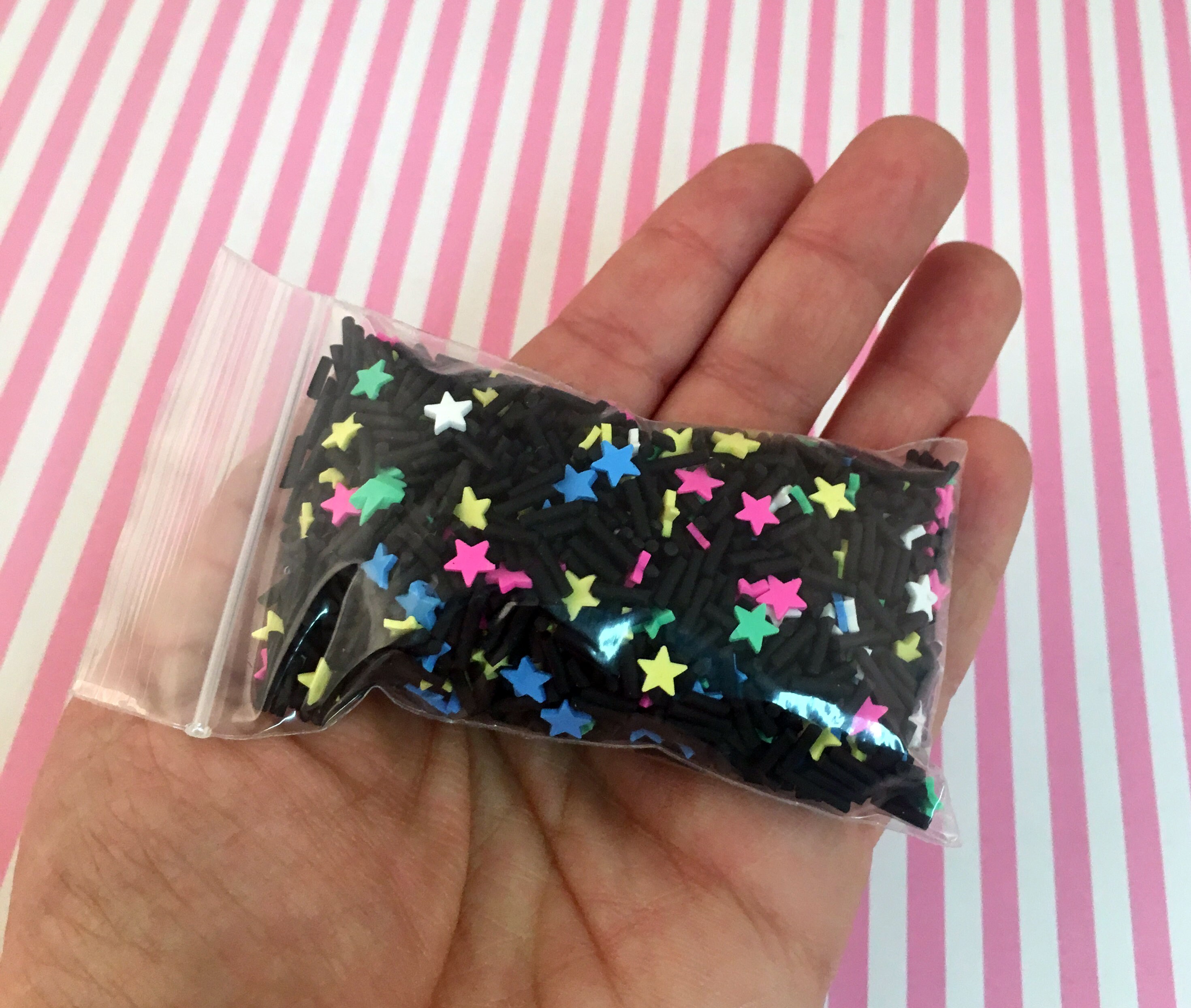 ROLLER RINK MIX Black With Neon Stars Polymer Clay Fake - Etsy