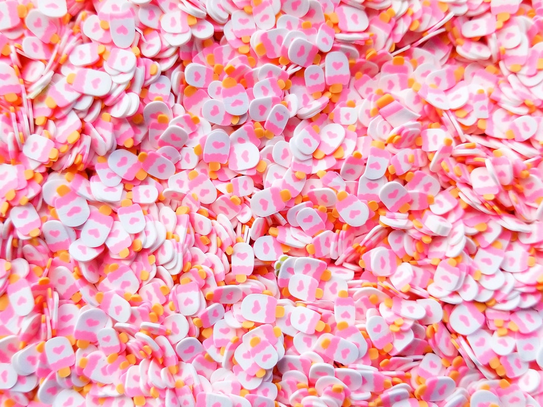 Pink Ice Cream Popsicle Polymer Clay Slices, Fake Sprinkle Clay Dessert ...