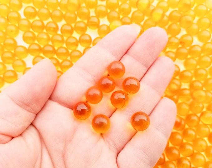 Orange 10mm Round Translucent Pearls, Popping Boba Resin Gumball Beads ...