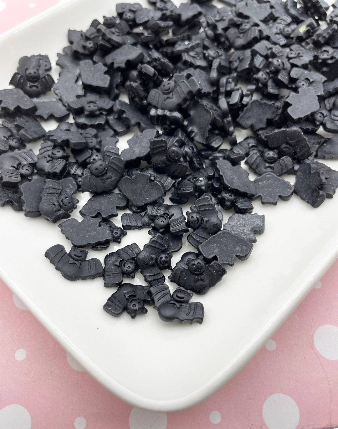 10 Small Black Vampire Bat Flatbacked Resin Nail Cabochons, 15mm Cute ...