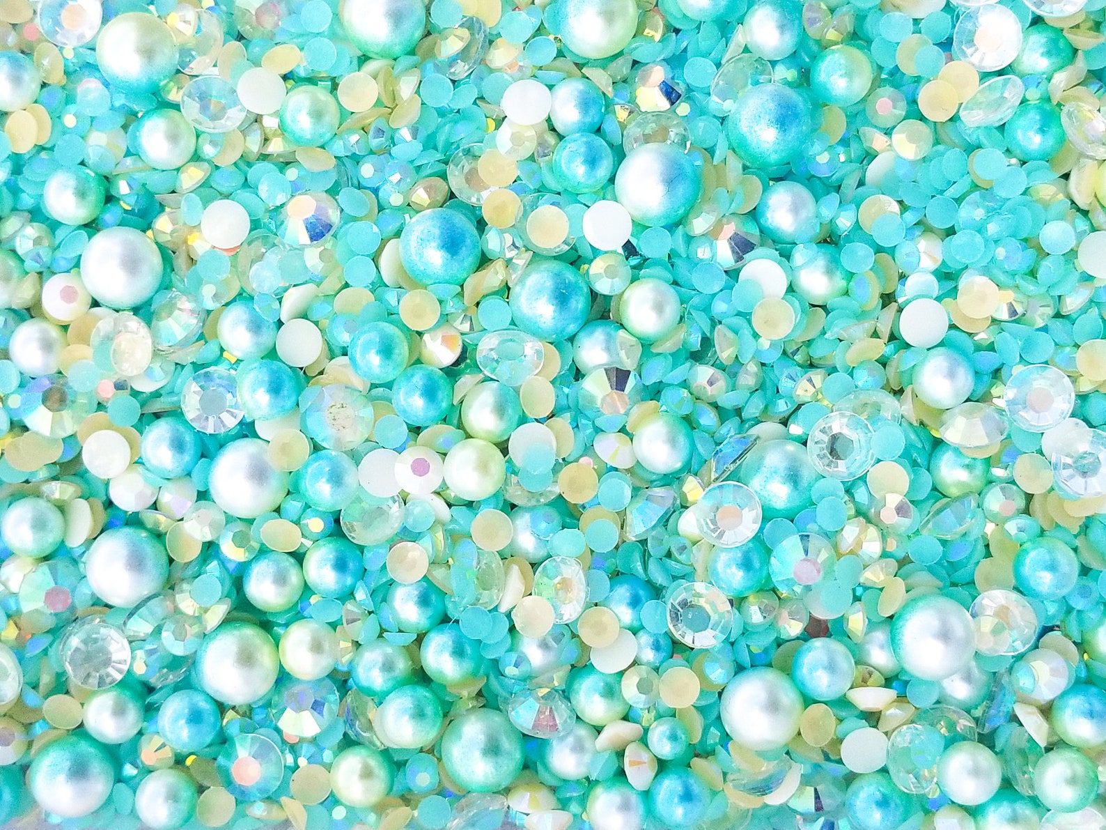BEACH GLASS Caviar Pearl Rhinestone Mix Resin Rhinestones - Etsy