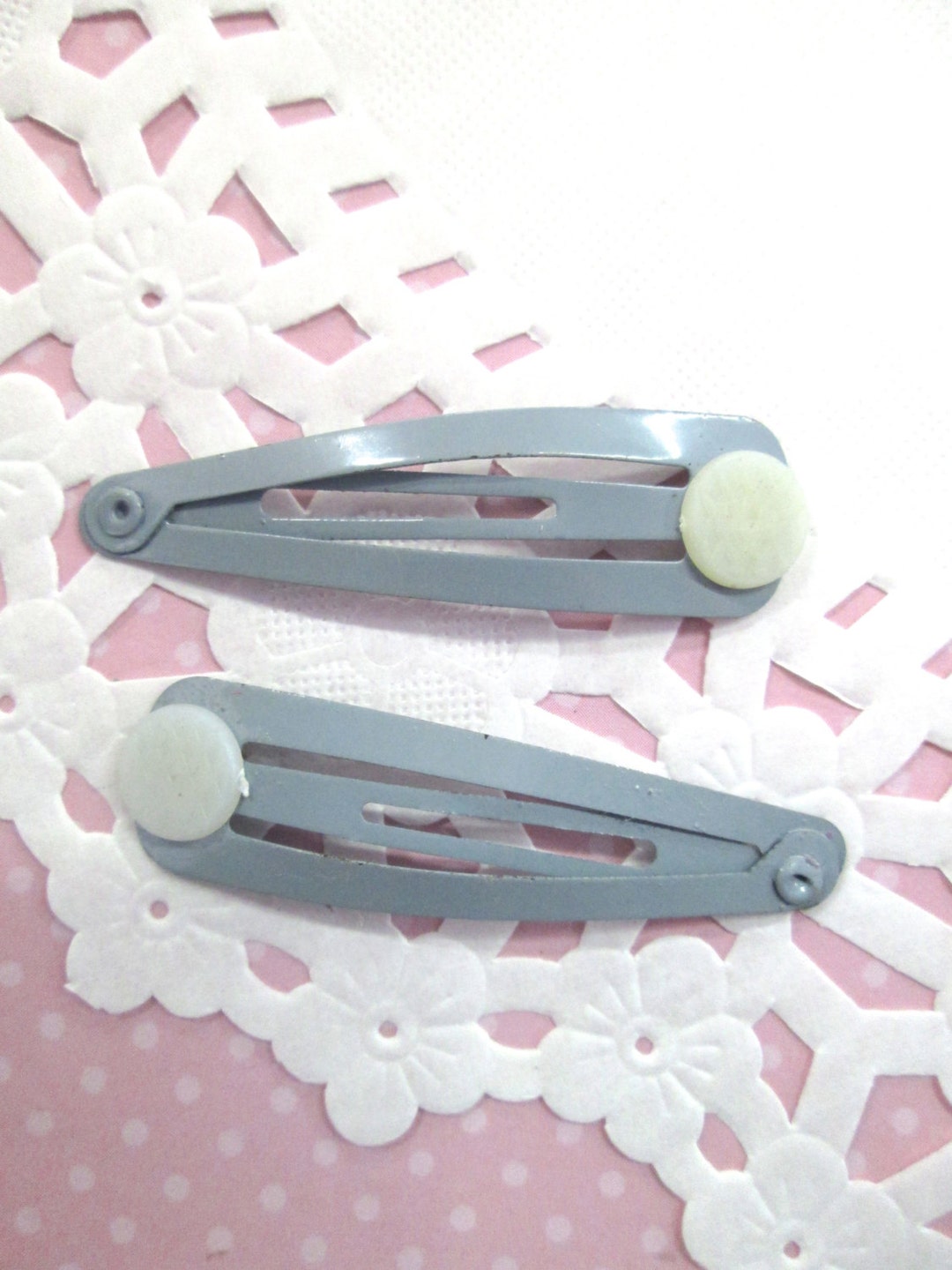 10 Grey /gray Snap Diy 50mm Hair Clip Barrettes With a Glue on Pad C243 ...
