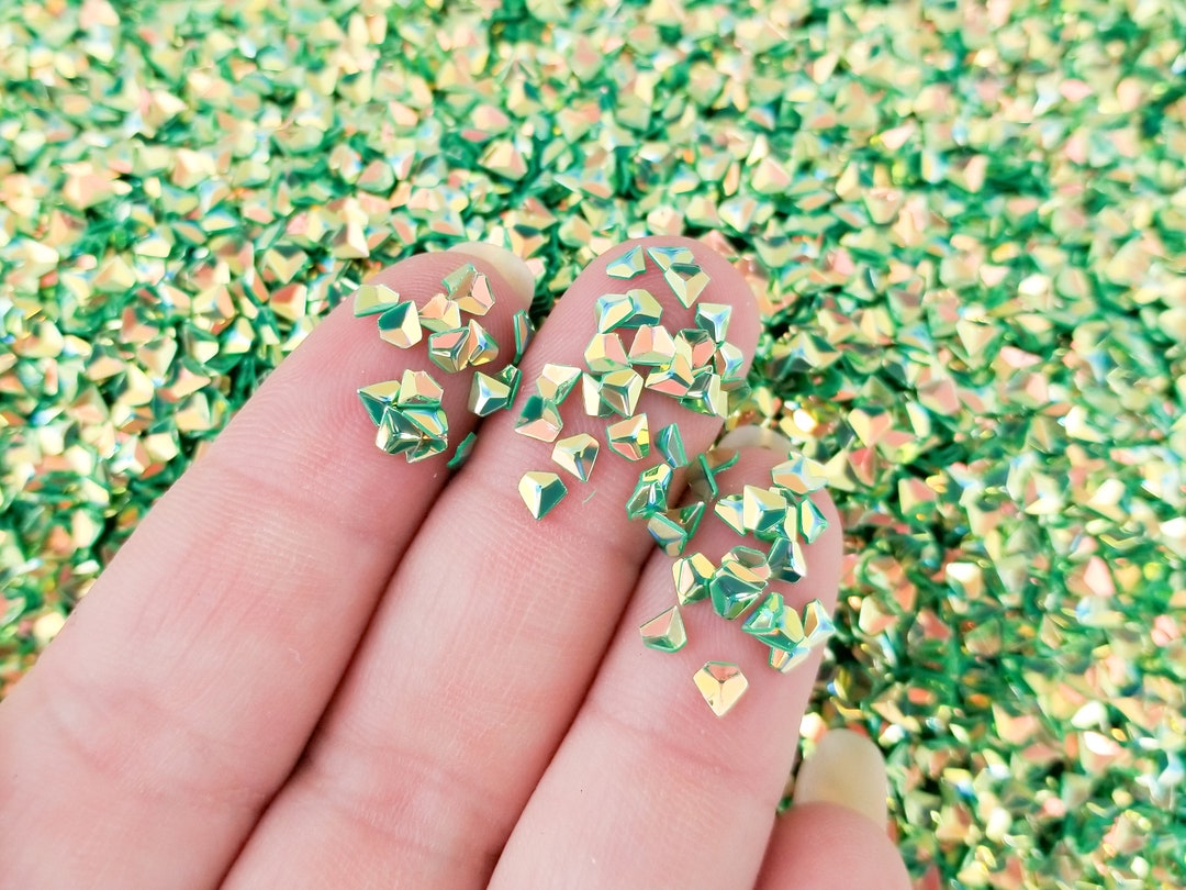 Green Iridescent Shift 3mm Triangle Shape Craft Glitter, 3d Puffy ...