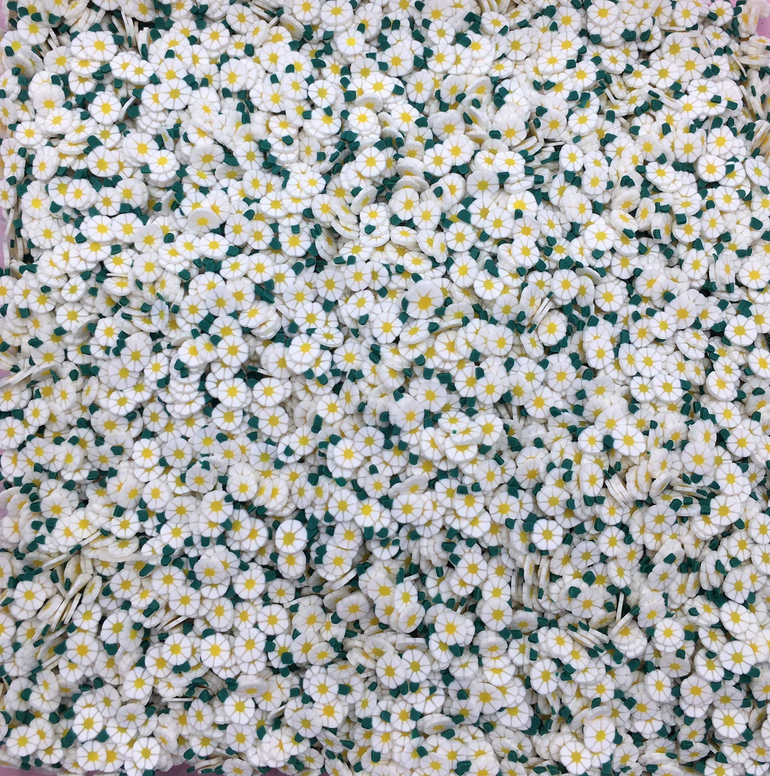 White Polymer Clay Daisy Flower Sprinkles, Fimo Fake Sprinkle Mix ...