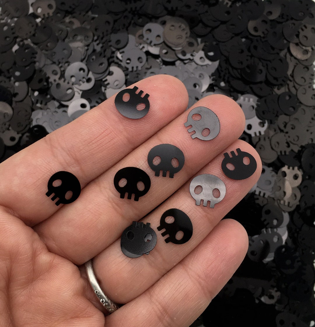 Jet Black Creepy Cute Skull Confetti, Shaker Embellishment, Spooky ...