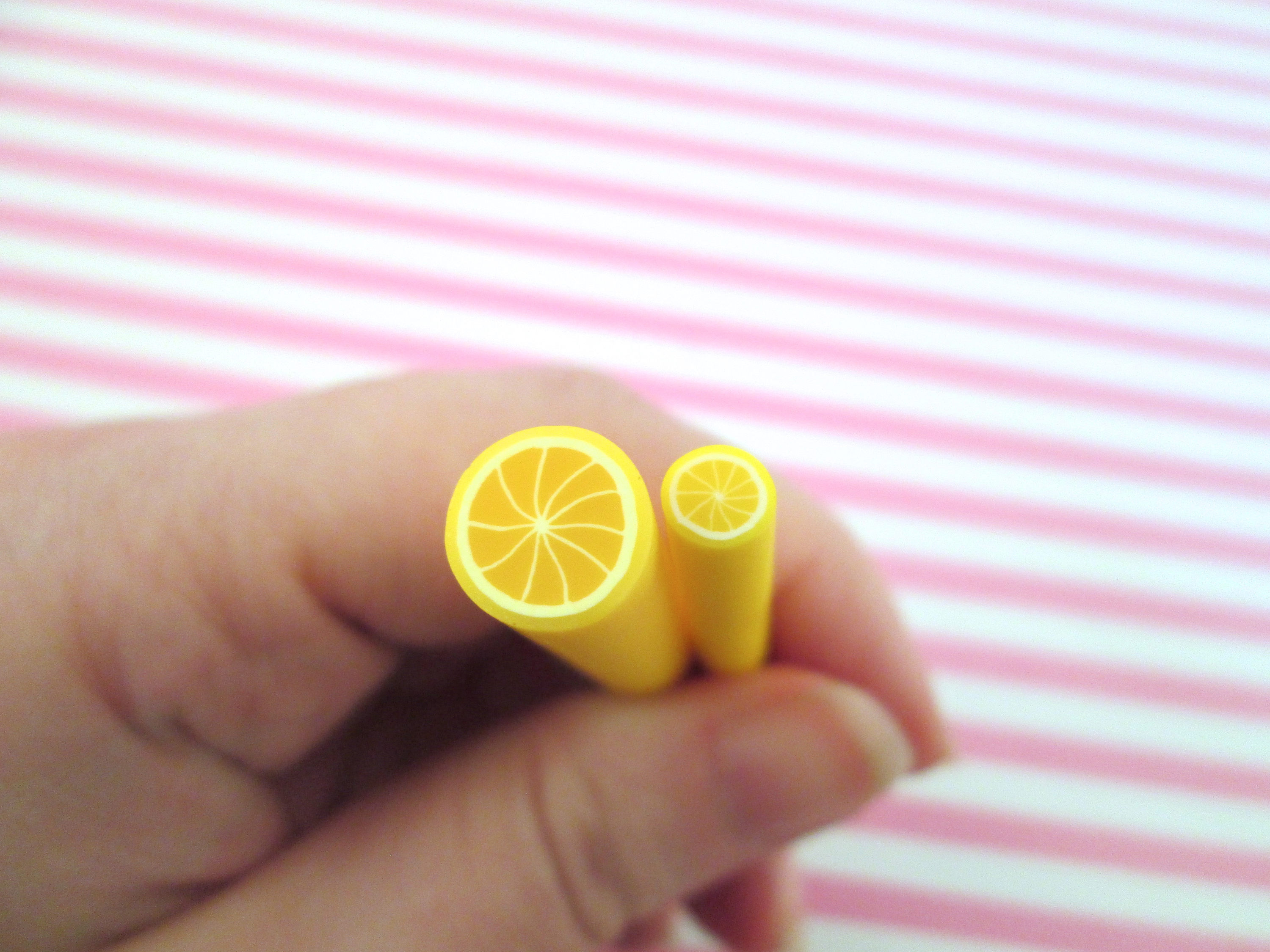 One Huge Mandarin Orange Polymer Clay Baked Cane for Fruit Slices, 50mm ...