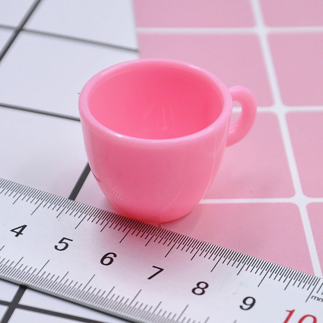 3 Pink Acrylic Plastic Miniature Dollhouse Tea Cups, Resin DIY Teacup ...