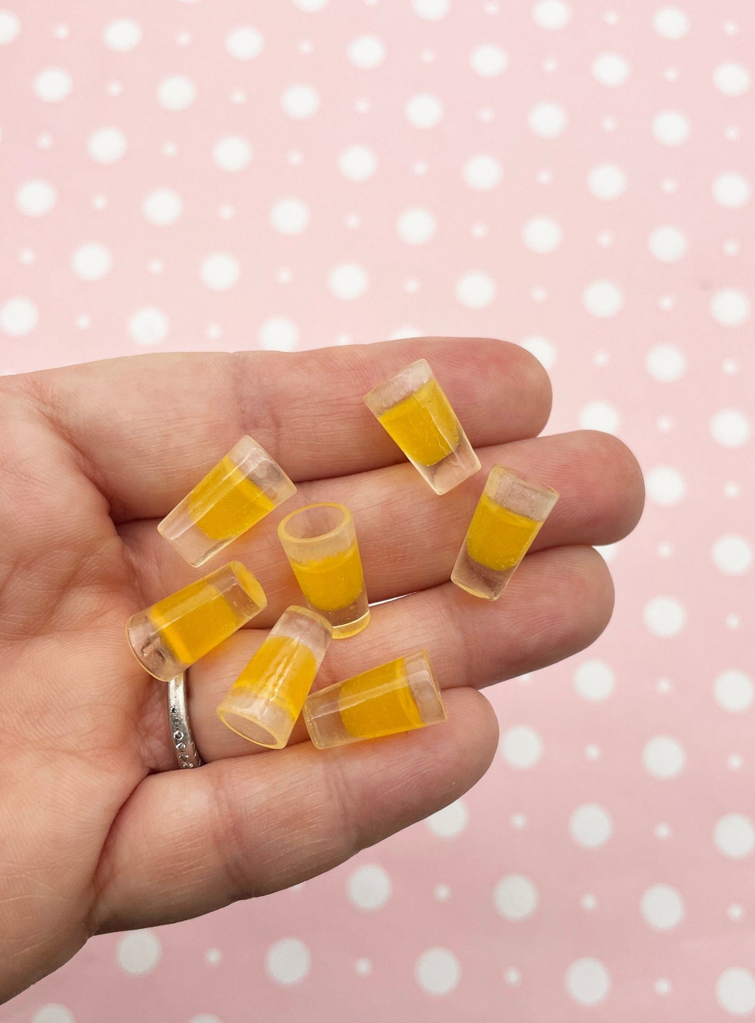 4 Miniature Orange Juice Acrylic Plastic Glass Cups, Realistic OJ Glass ...