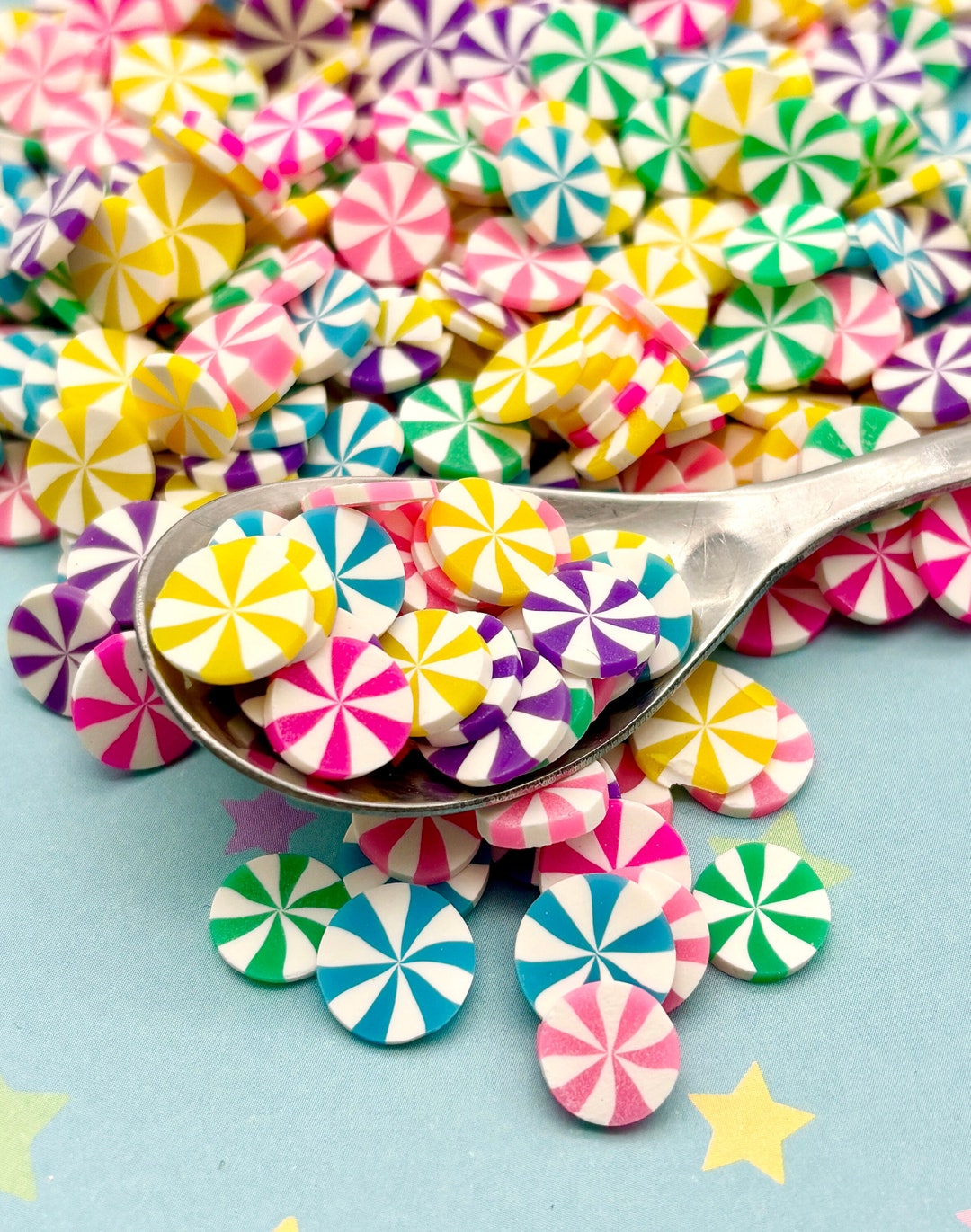10mm Multicolor Peppermint Polymer Clay NON EDIBLE Sprinkles, Rainbow ...