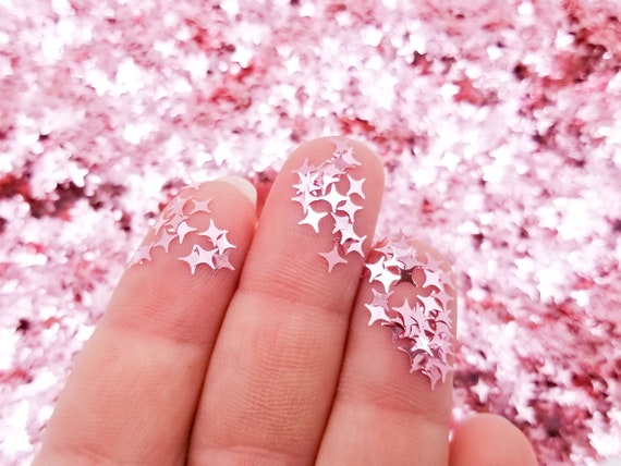 Rose Pink Metallic 4 Point Star Glitter Light Pink Glitter | Etsy