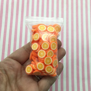 Large Polymer Clay Orange Tangerine Fruit Slices, Nail Art Sprinkles ...