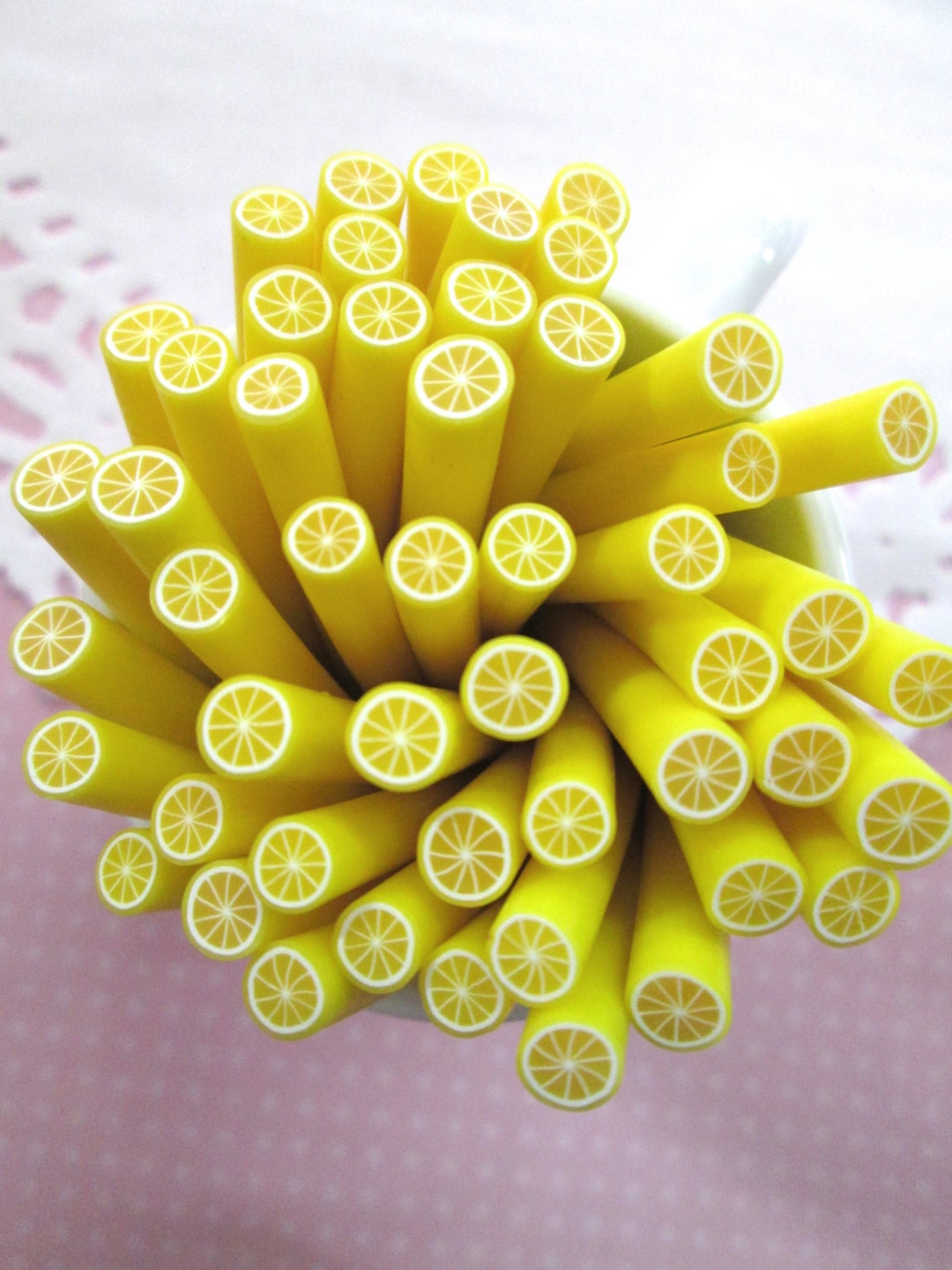 10 Lemon Polymer Clay Canes Fruit Slices, #f292 - Etsy
