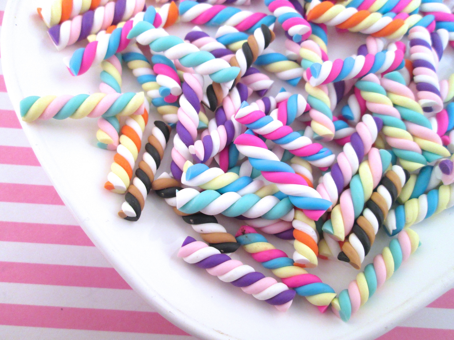 10 Assorted Polymer Clay Candy Twist Canes Cute Fake Sweets - Etsy
