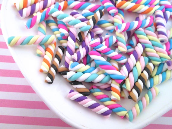 10 Assorted Polymer Clay Candy Twist Canes Cute Fake Sweets - Etsy