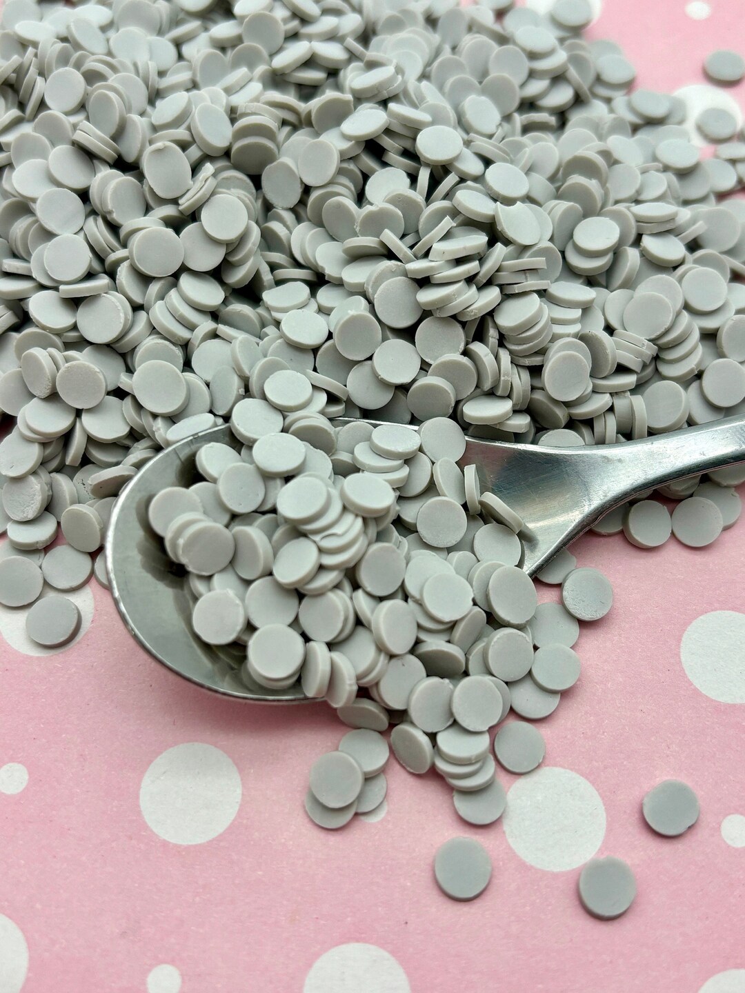 Grey Candy Chip Polymer Clay 5mm Round Confetti Circles, NOT EDIBLE ...