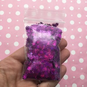 HOLOGRAPHIC MAGENTA PURPLE Pot Leaf Marijuana Shape Glitter, 420 ...