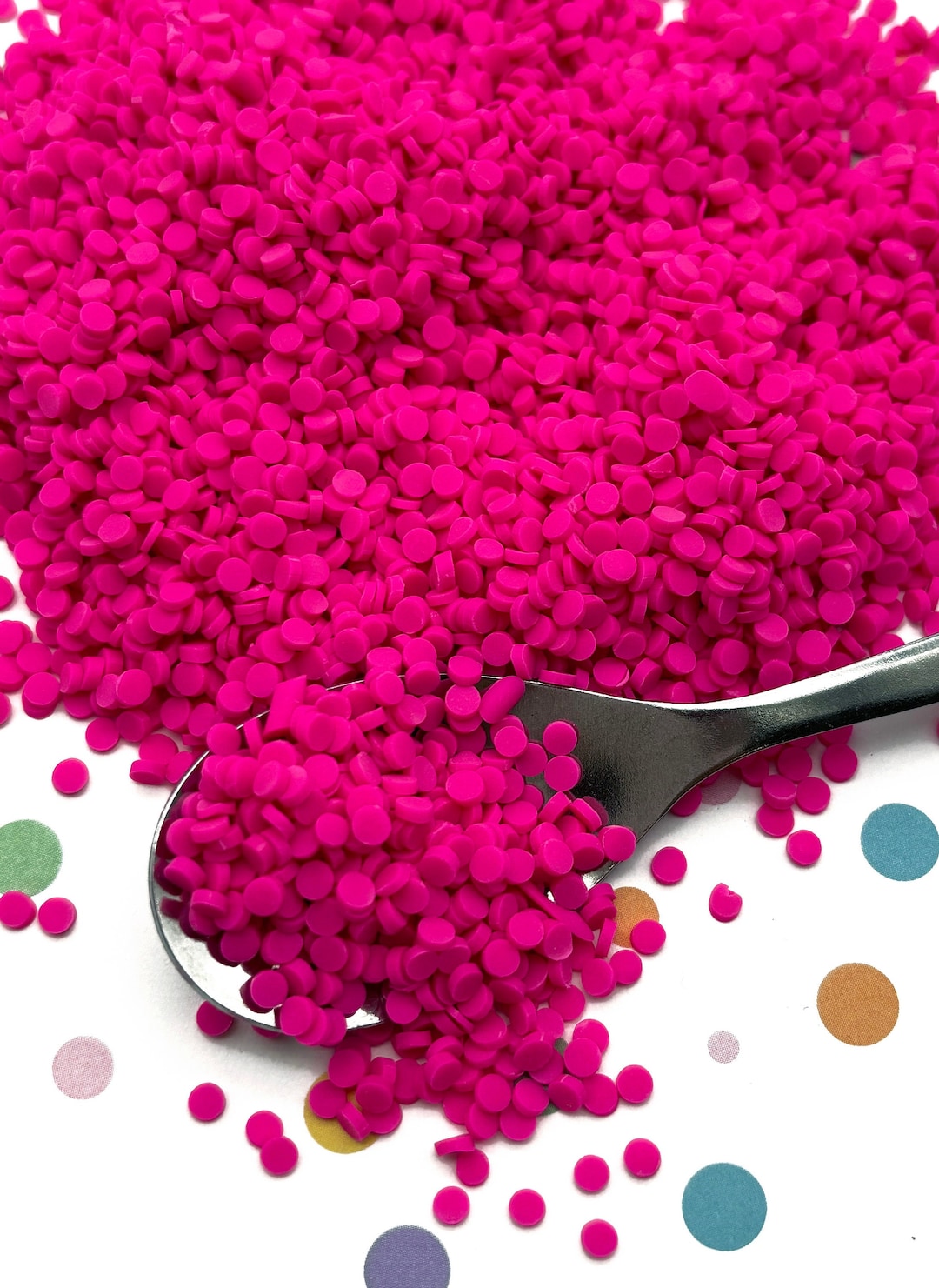 Hot Pink Magenta 3mm Mini Fake Candy Chip Polymer Clay Round Confetti ...