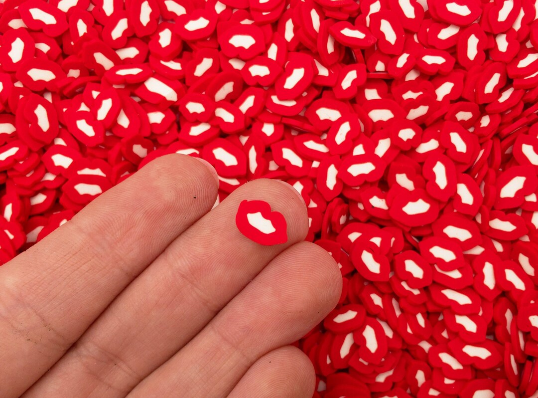 Valentines Day Large Red Lip Polymer Clay Non Edible Sprinkles, Fake ...
