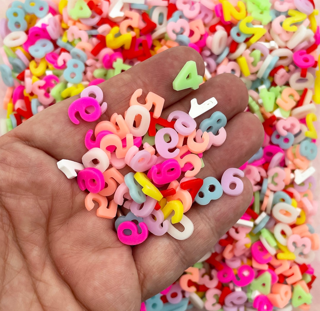 Assorted Polymer Clay NON EDIBLE Kawaii Number Sprinkles, Fimo Fake ...