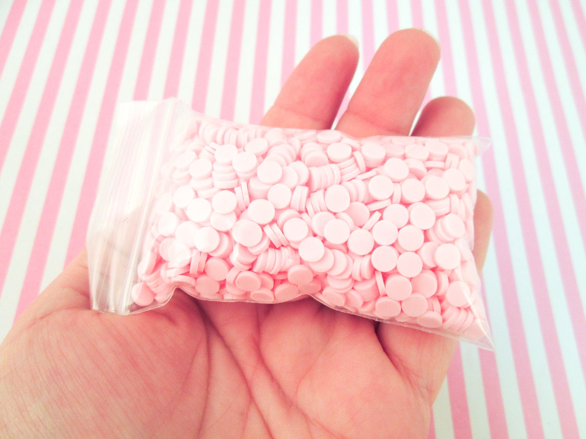 Pastel Pink Chip Polymer Clay Round Confetti Circles Fake - Etsy