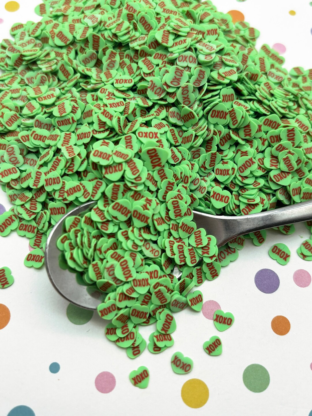 Small Green XOXO Conversation Heart Mix Polymer Clay Valentine Heart ...