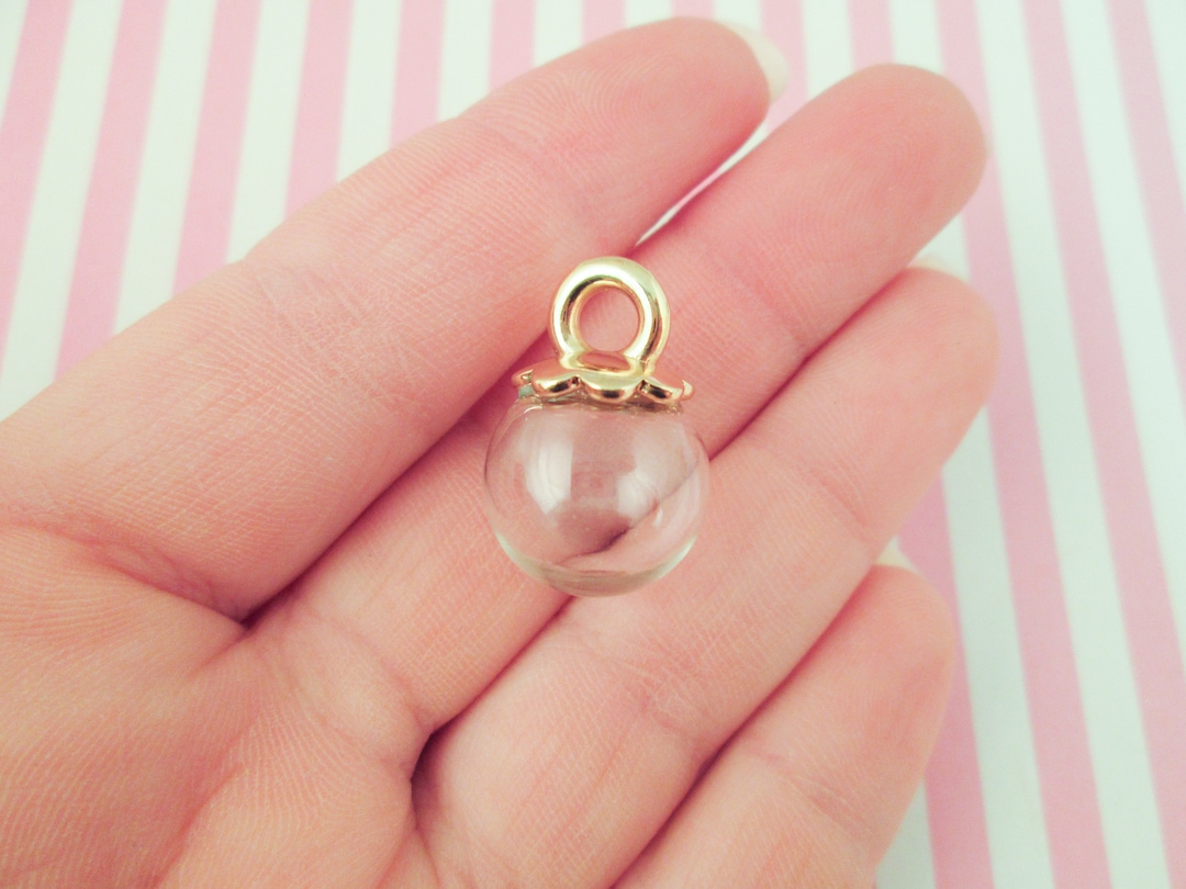 10 Gold Tone Scalloped Bead Caps for Glass Dome Terrarium Pendant Charm ...