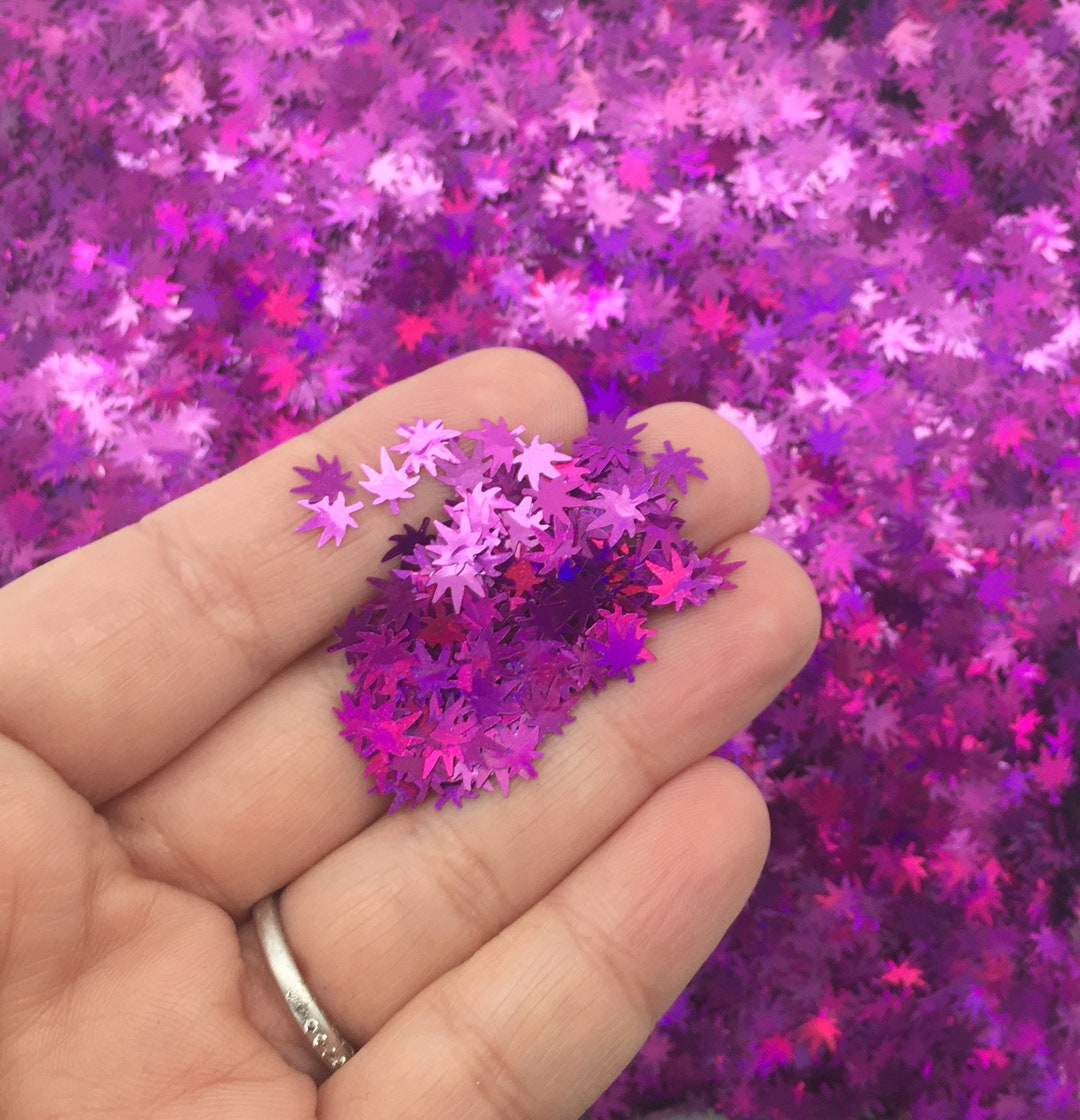 HOLOGRAPHIC MAGENTA PURPLE Pot Leaf Marijuana Shape Glitter, 420 ...