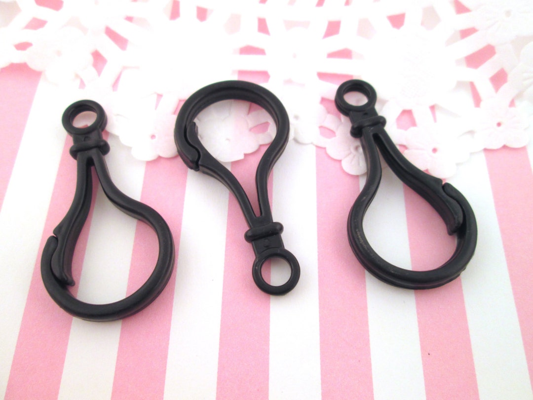 10 Black Plastic Key Chain Holders Clasps, Acrylic Keychain Hook #845 ...