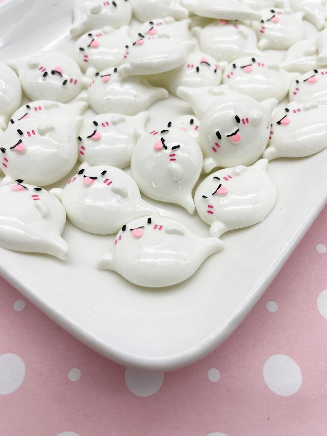 5 Cute Spooky Cute Ghost Cabochons, Cute Halloween Resin Cabs Dh23b - Etsy