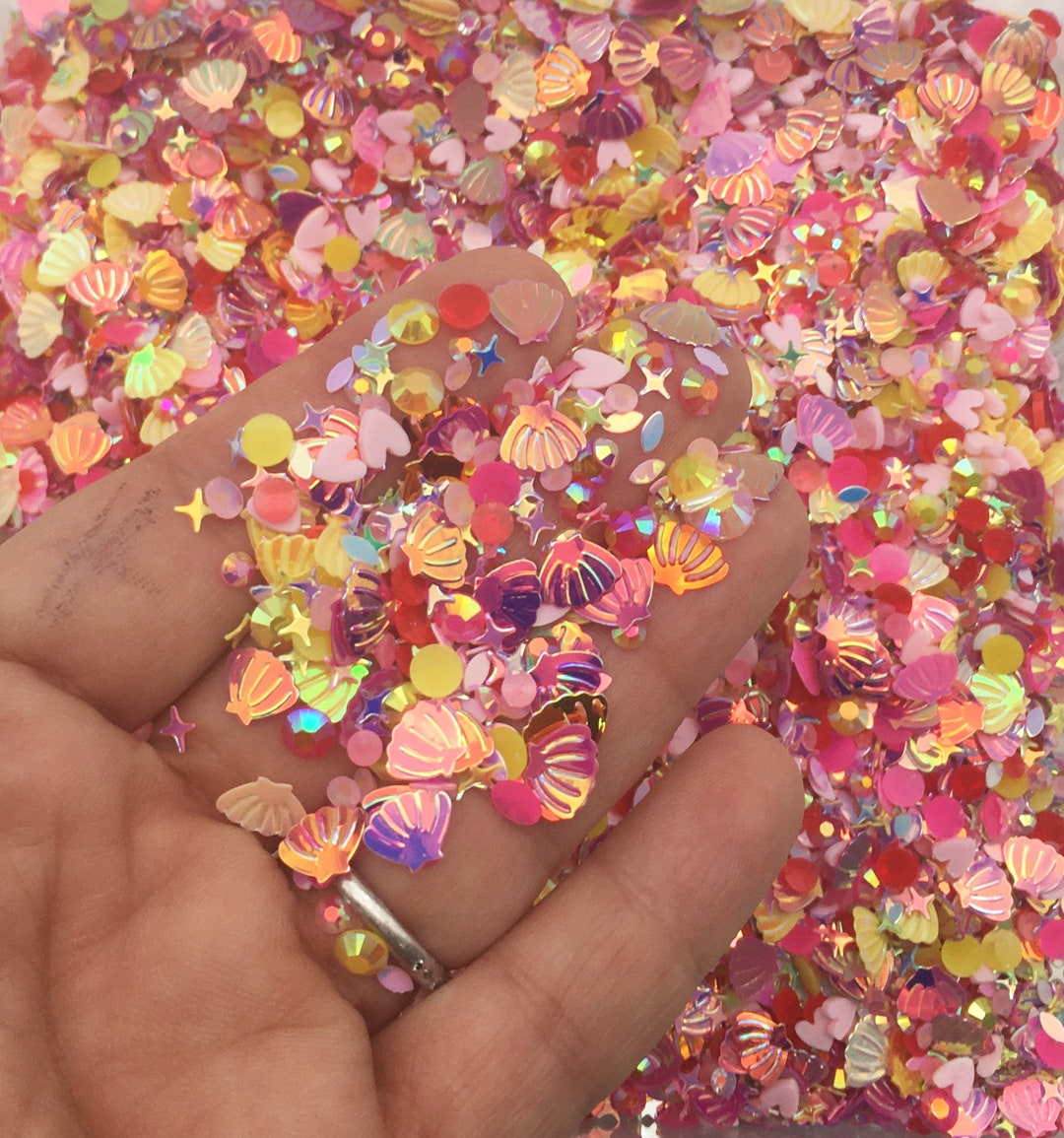 Sunset Cove Red Pink Orange Rhinestone Mix With Shell Glitters and ...