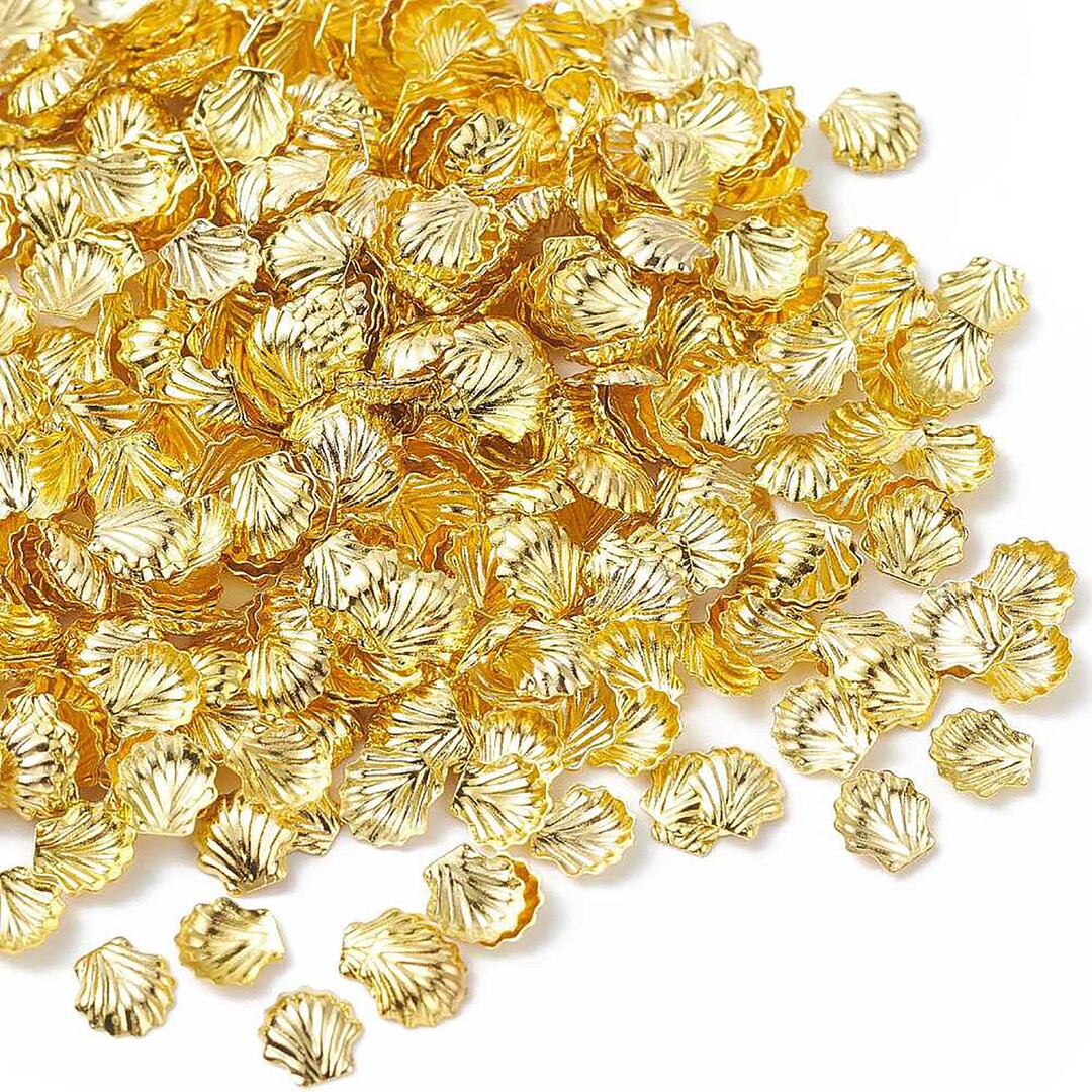 50 Tiny 6mm Gold Toned Metallic Seashell Clam Sea Shell Cabochons, Cute ...