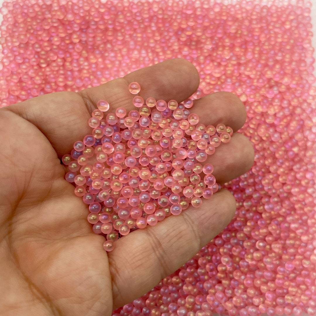 Non Edible Pink Glass Assorted ROUND Microbeads, 3- 3.5mm No Hole Seed ...