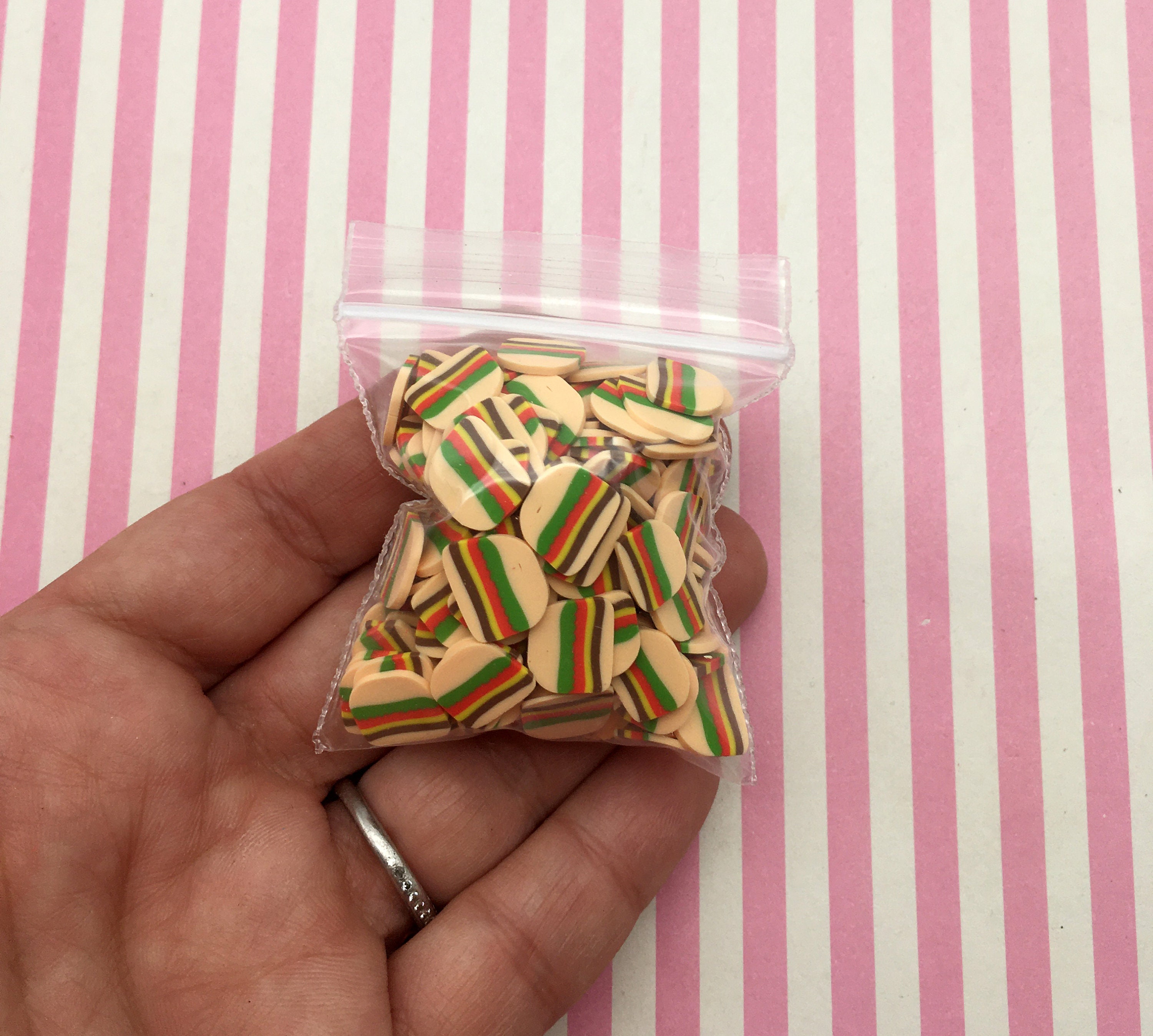 Larger Size Hamburger NON EDIBLE Polymer Clay Burger Sprinkles, Fimo ...