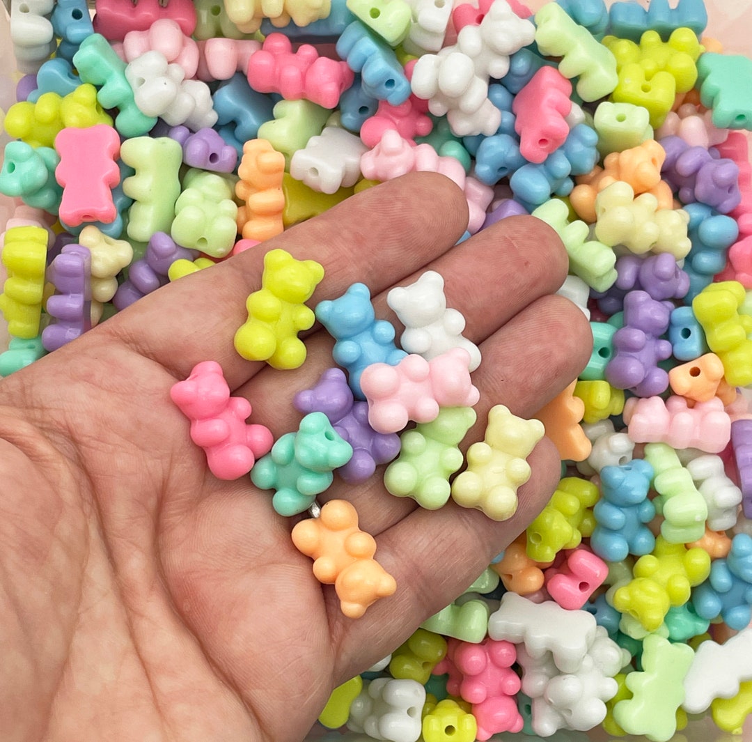 20 Top to Bottom Drilled Glossy Gummy Bear Beads, 16x11x9mm Hard ...