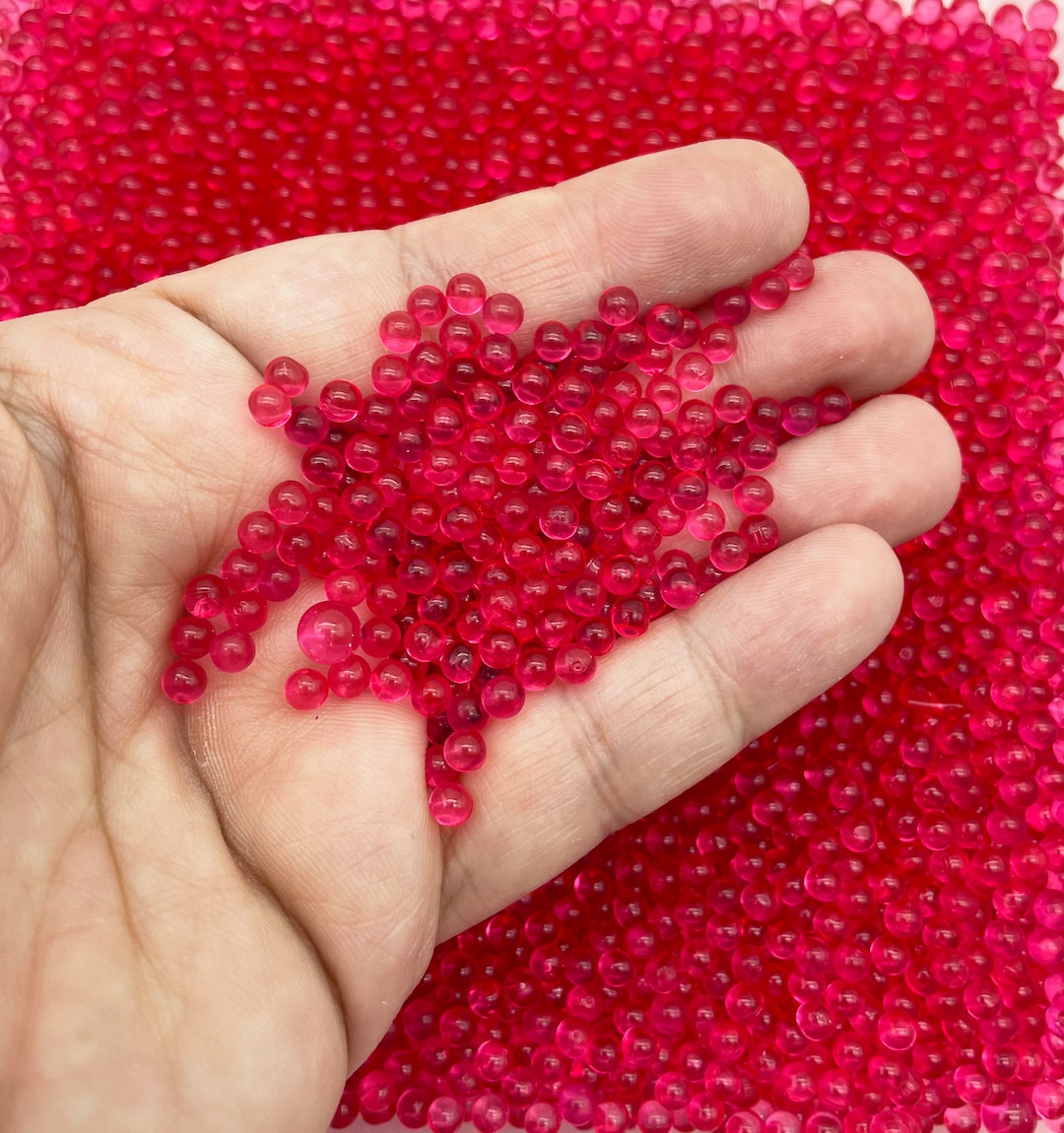 Raspberry Pink 4mm Round Translucent Pearls, Popping Boba Resin Gumball ...